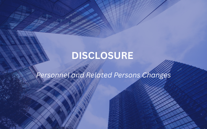 STG – Disclosure of Changes in Personnel and Insider-Related Persons